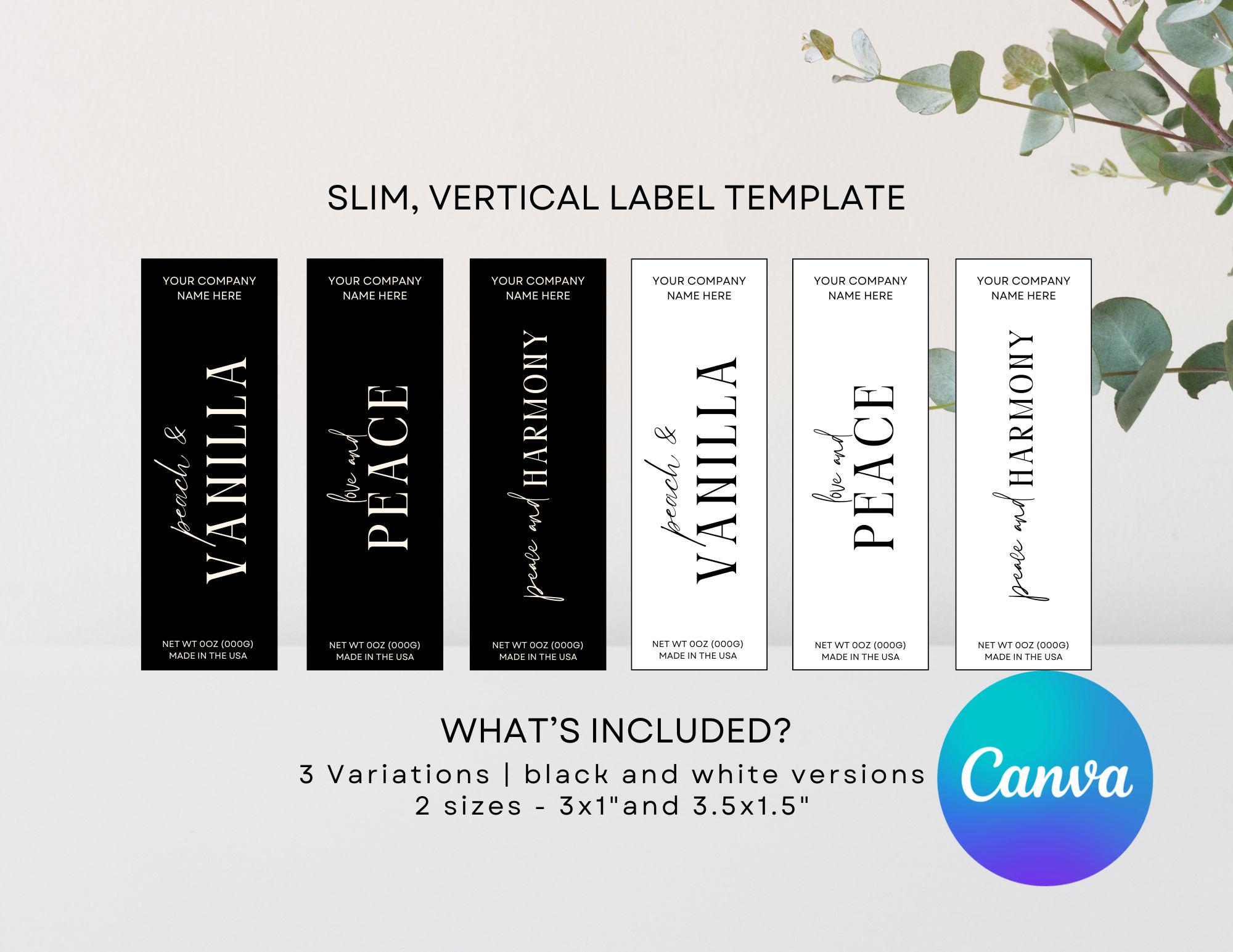 Elegant Skinny Candle Label Templates, 3x1 Customisable Labels, 3.5 X 1 ...