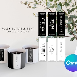 Elegant Skinny Candle Label Templates, 3x1 Customisable Labels, 3.5 X 1 ...