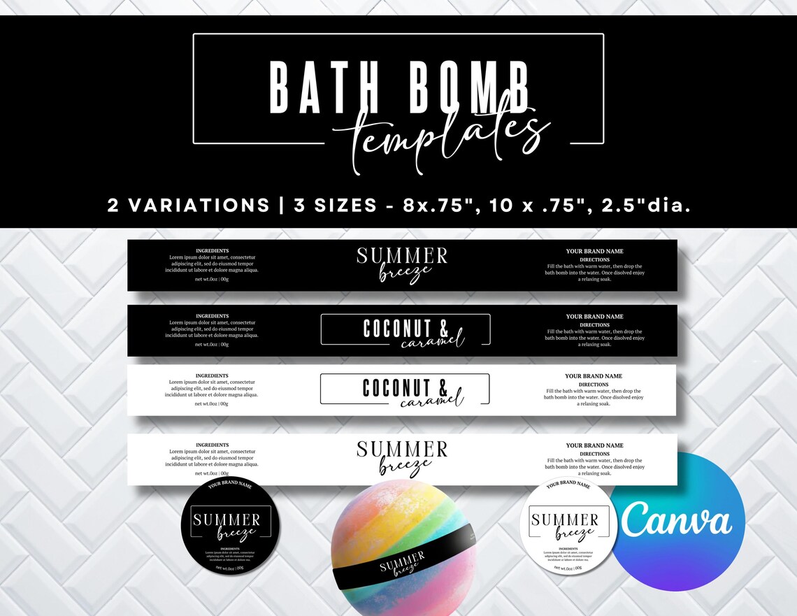 Bath Bomb Label Template. Modern Minimalist Bath Bomb Bands, Printable ...