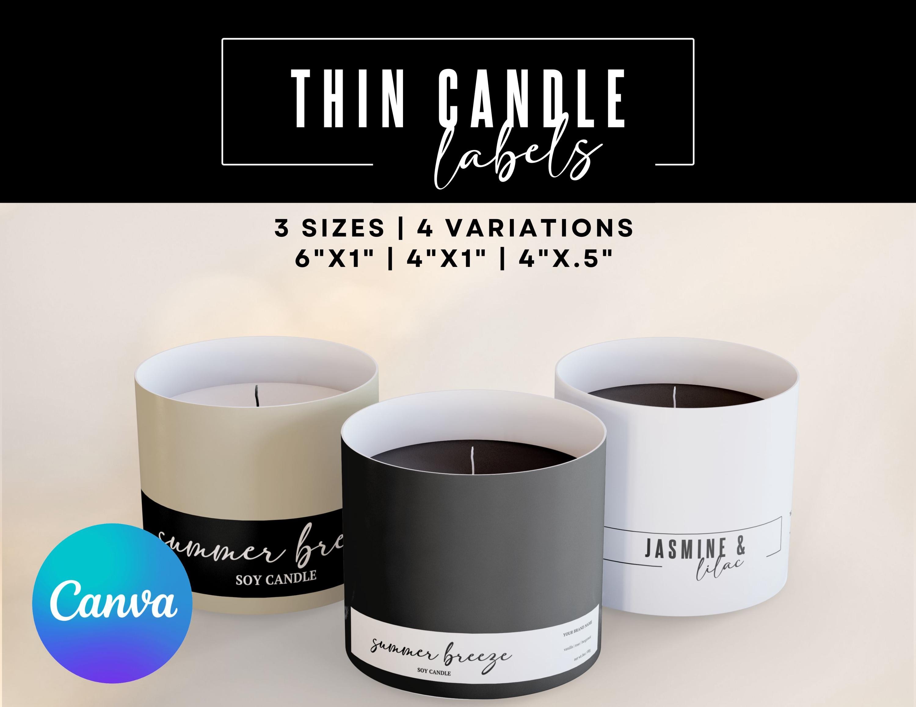 Thin Candle Label Templates, Customisable Labels, 3 Sizes Slim, Skinny ...