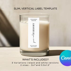 Elegant Skinny Candle Label Templates, 3x1 Customisable Labels, 3.5 X 1 ...