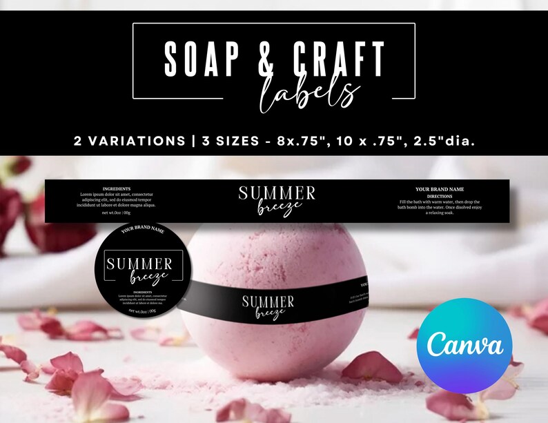 Bath Bomb Label Template. Modern Minimalist Bath Bomb Bands, Printable ...