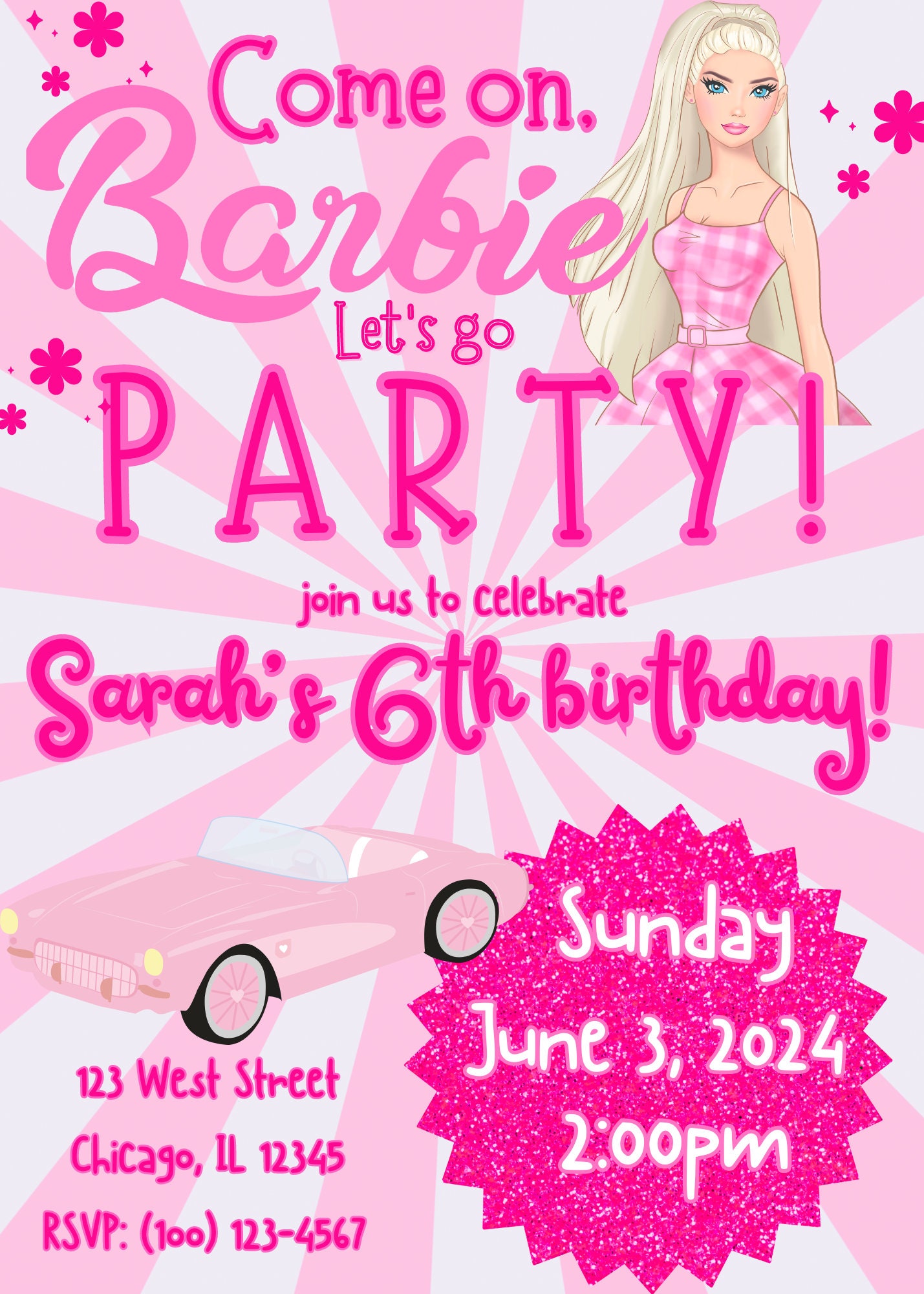 Barbie Birthday Invitations Printable