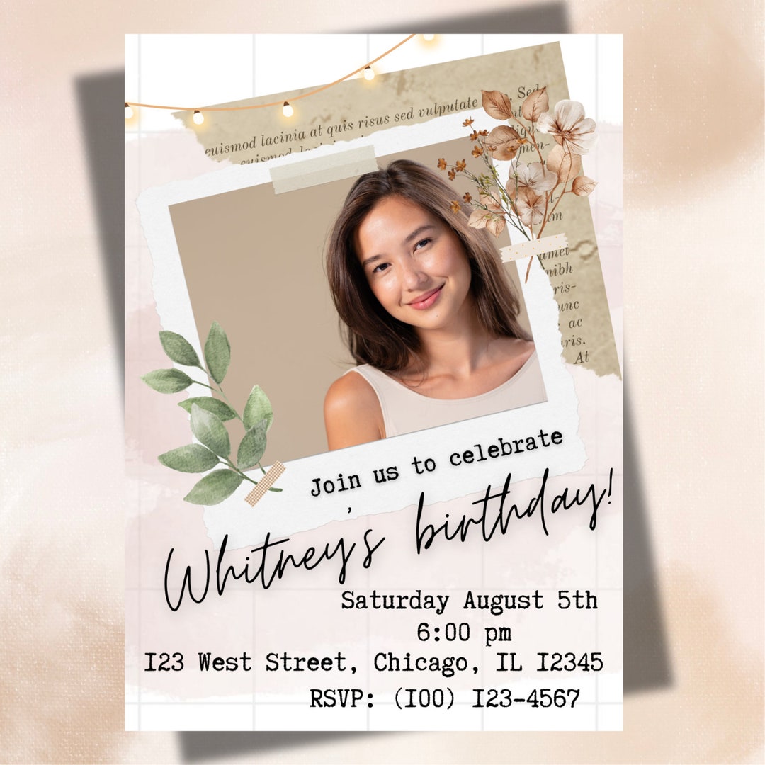 Aesthetic Birthday Party Invitation - Etsy