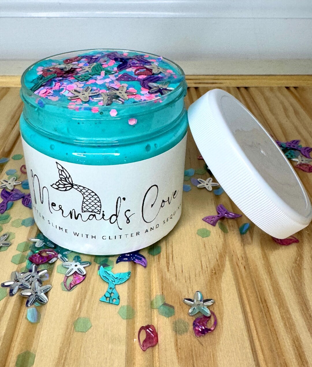 Mermaids Cove Turquoise Butter Slime With Glitter and Sequins - Etsy