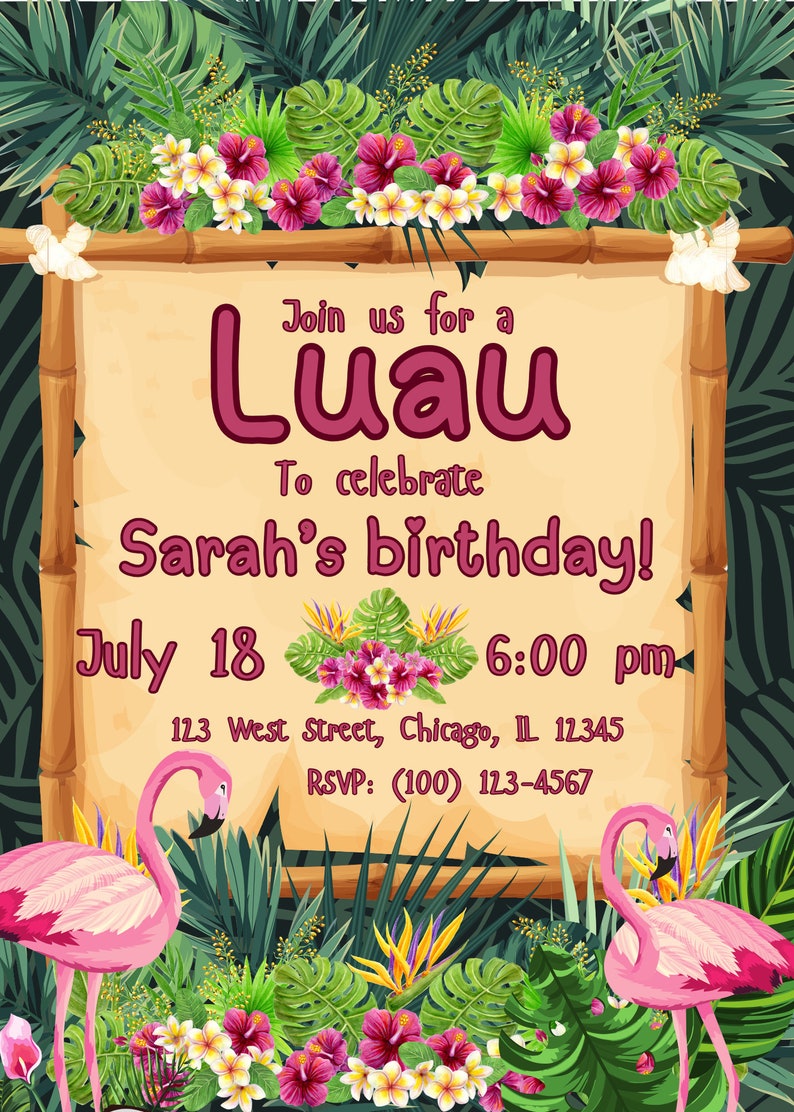 Hawaiian Luau Birthday Party Invitation - Etsy