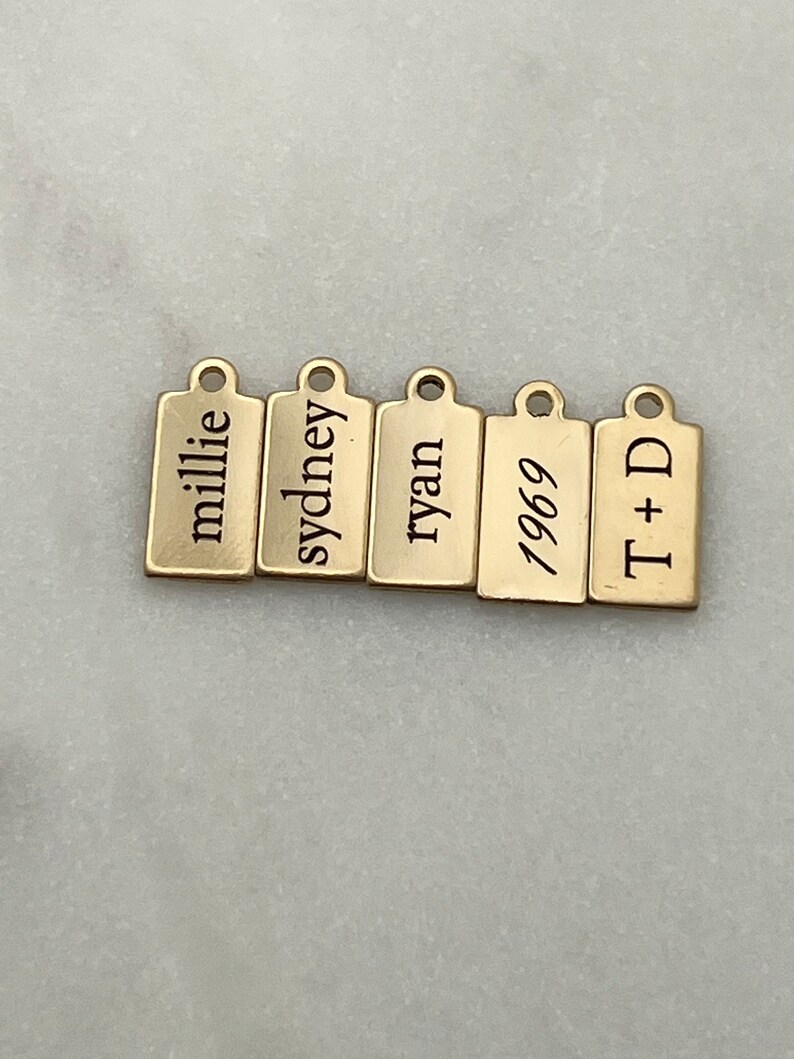 Personalized Mini Tag Charm 14K Gold Filled Tag or 925 - Etsy