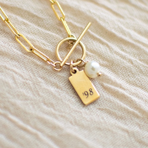 Personalized Sterling Silver Mini Tag and Pearl Bracelet - Etsy