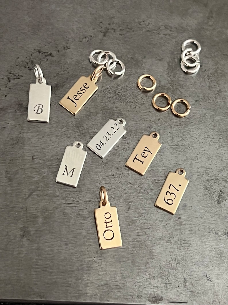Personalized Mini Tag Charm 14K Gold Filled Tag or 925 - Etsy