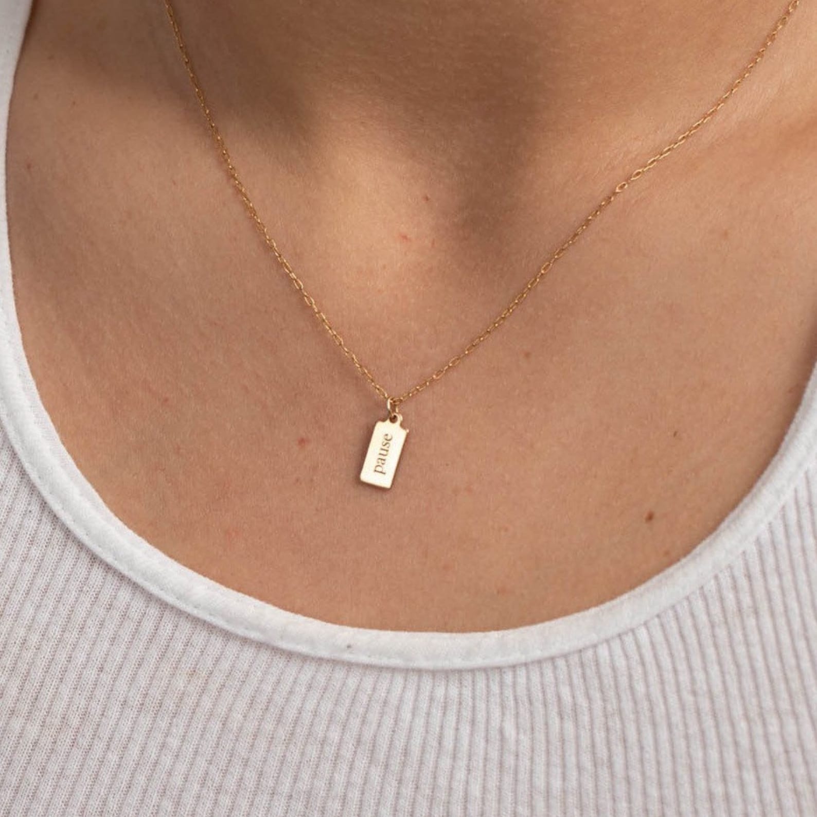 Personalized Mini Tag Necklace 14K Gold Filled Tag Necklace Custom Name ...