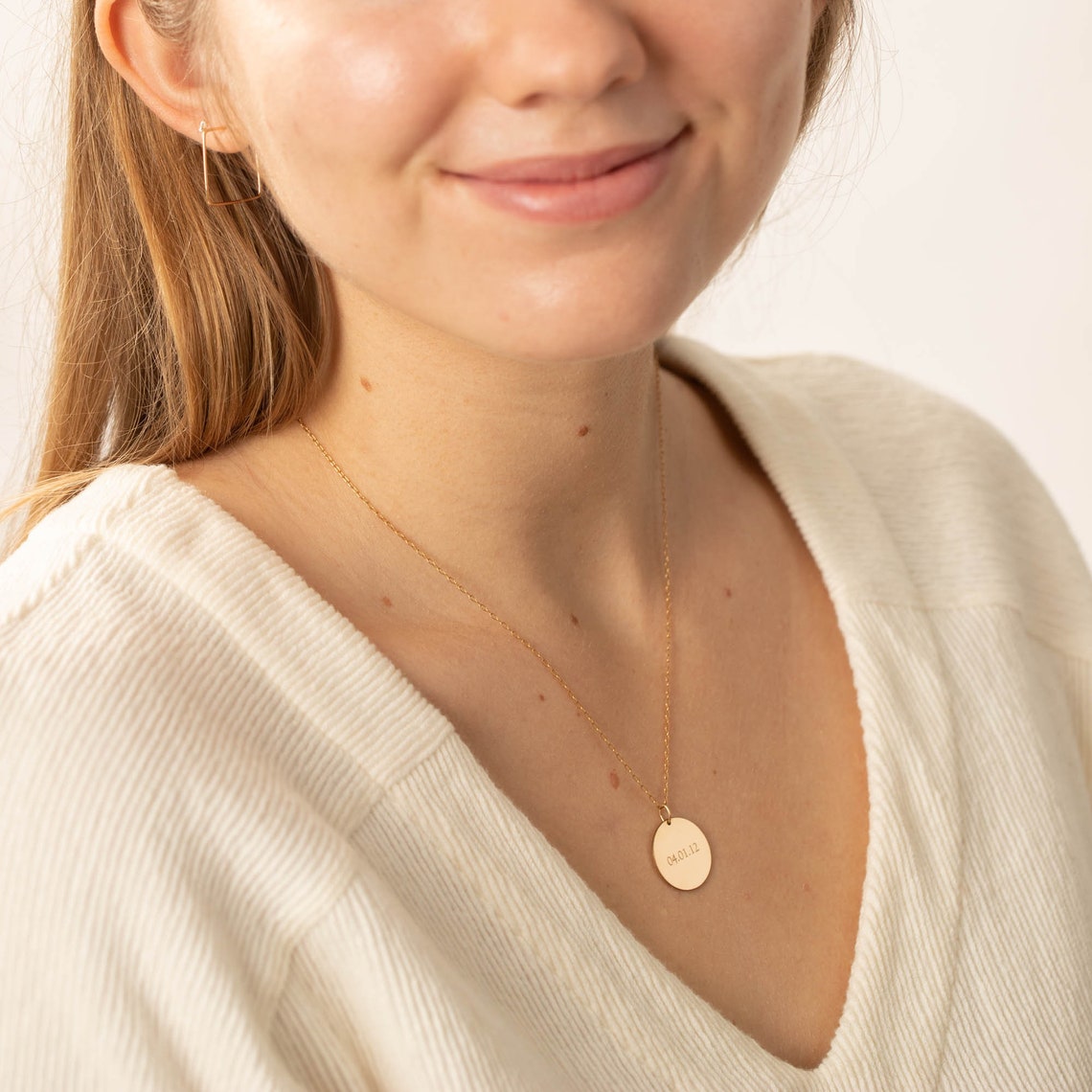 Large 19mm Gold Disc Necklace 14K Gold Filled Initial - Etsy