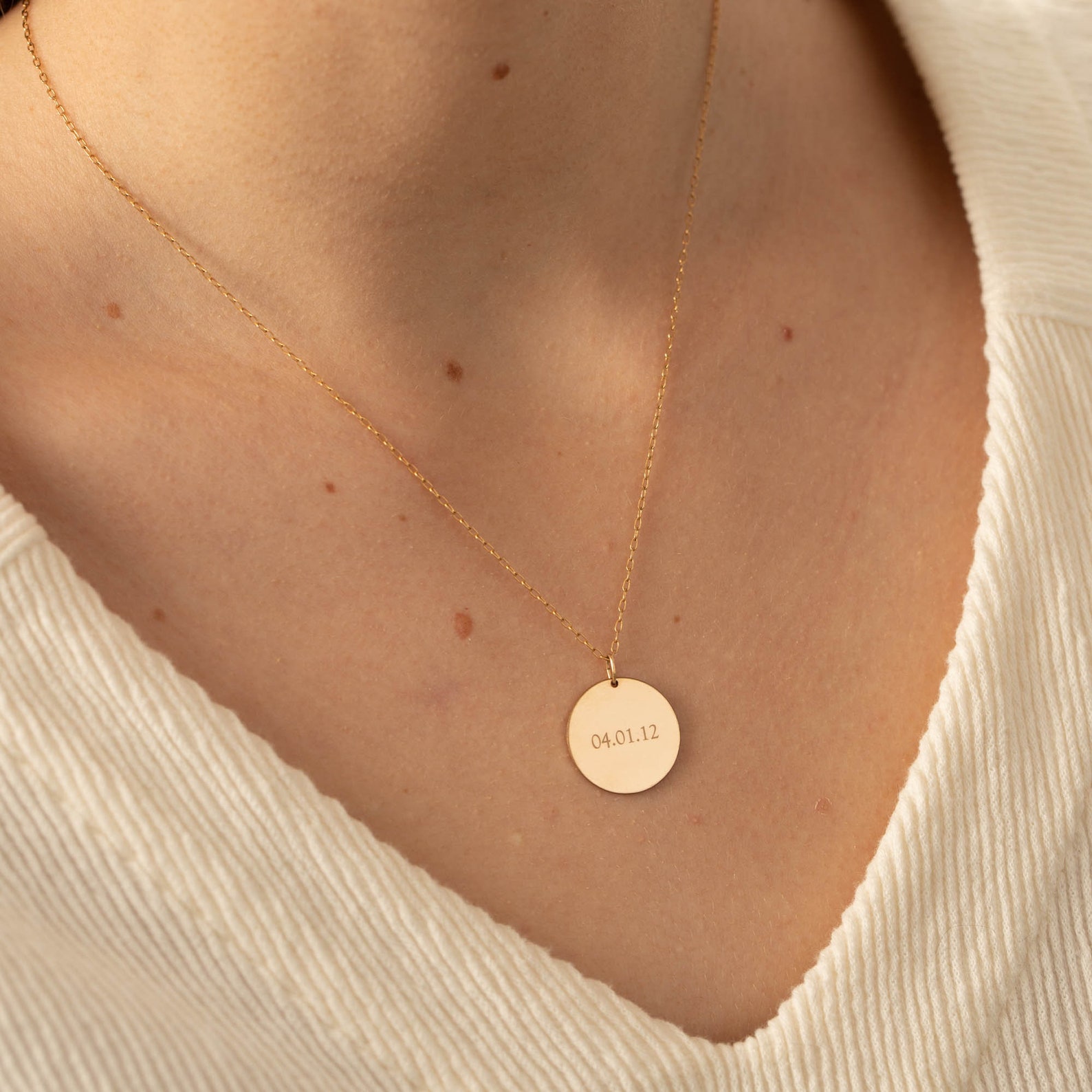 Large 19mm Gold Disc Necklace 14K Gold Filled Initial - Etsy