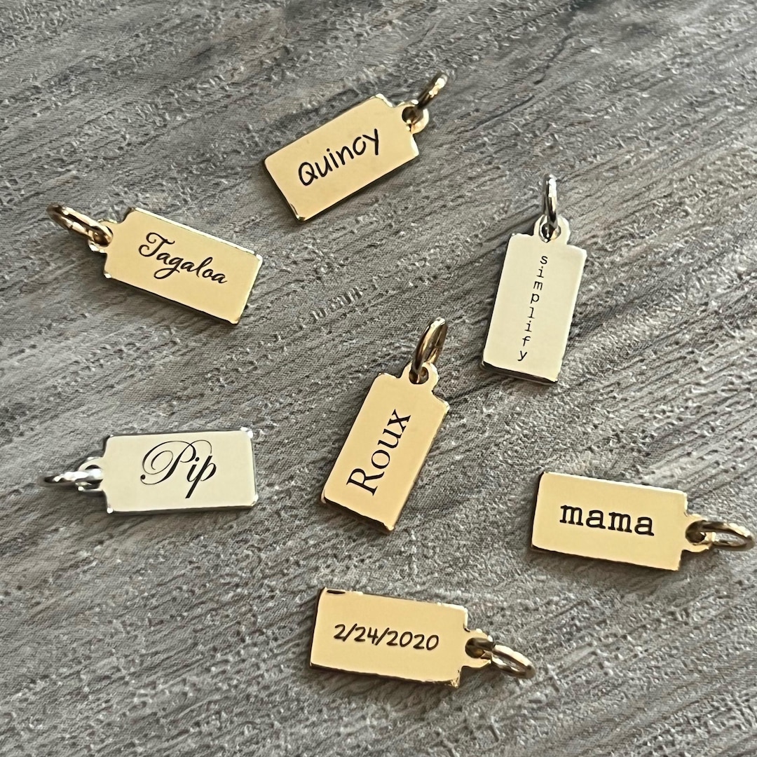 Personalized Mini Tag Charm • 14K Gold Filled Tag or 925 Sterling ...