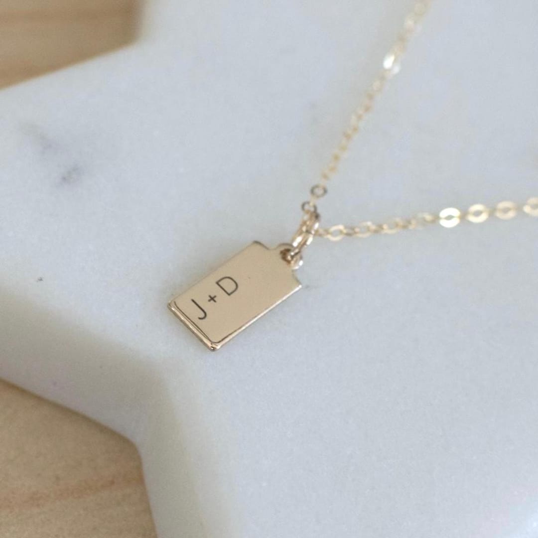Personalized Mini Tag Necklace • 14K Gold Filled Tag Necklace • Custom ...