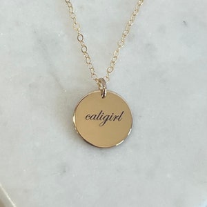 Small 13mm 14K Gold Filled Disc Necklace • Personalized Name Necklace ...
