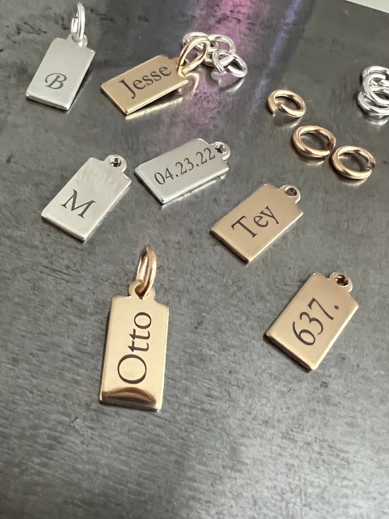 Personalized Mini Tag Charm 14K Gold Filled Tag or 925 - Etsy