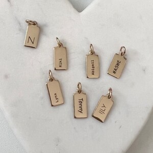 Personalized Mini Tag Charm 14K Gold Filled Tag or 925 Sterling Silver ...