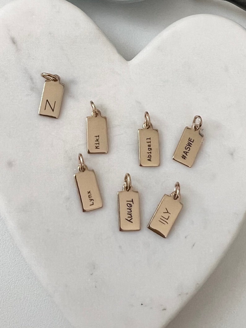 Personalized Mini Tag Charm 14K Gold Filled Tag or 925 - Etsy