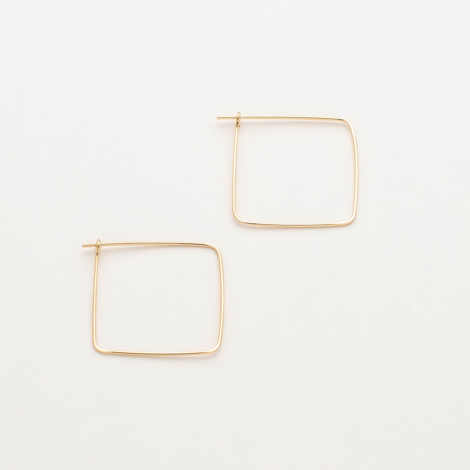 Thin Gold Square Hoop Earrings • Small Square Hoops • 14K Gold Filled ...