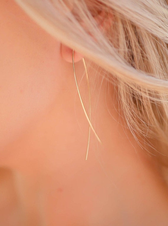 Simple Thin Wire Hoop Earrings Elegant 14k Gold Filled | Etsy