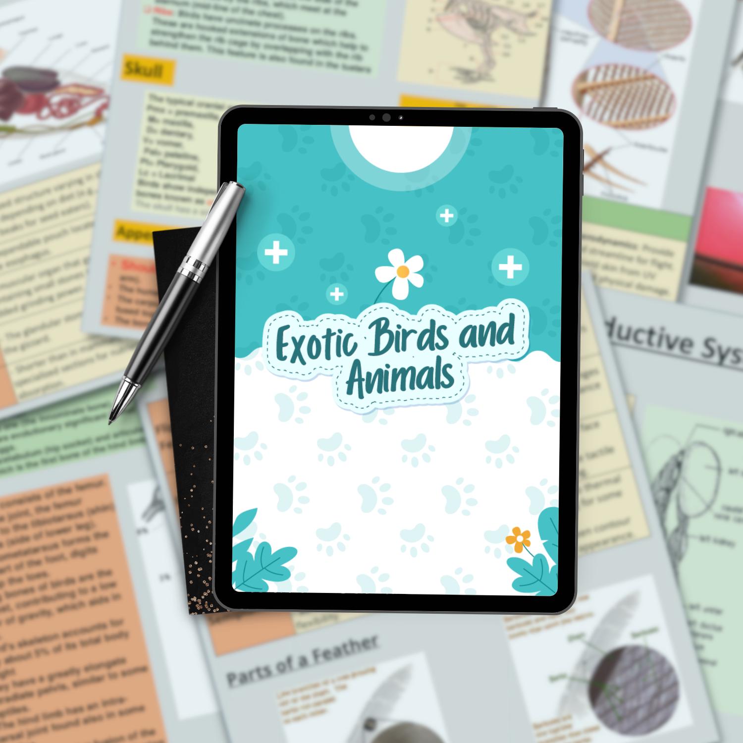 Veterinary Exotic Birds and Animals Notes Nurse Study Guide Vet Nursing ...