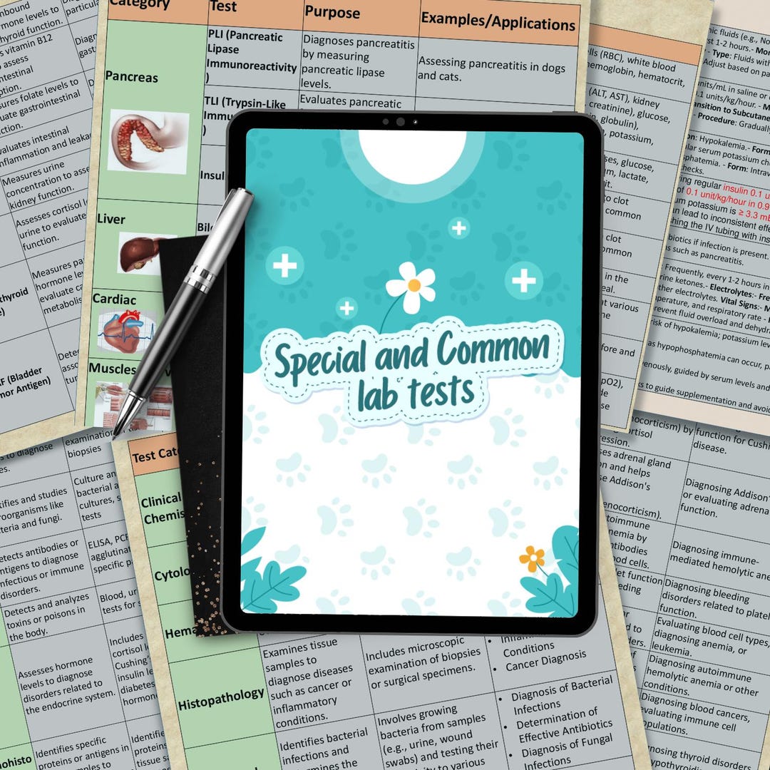 Veterinary Special and Common Lab Tests Vet Tech Notes Vet Med Student ...