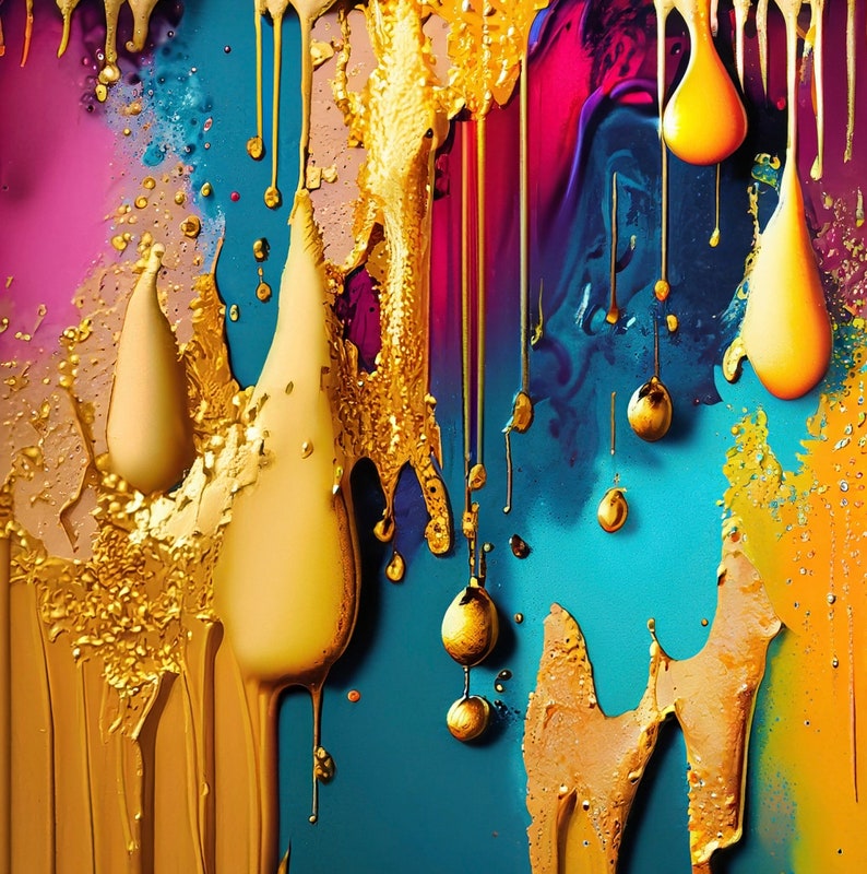 Beautiful Paint Drip Abstract Digital Art Print, Wall Art, AI Generated ...
