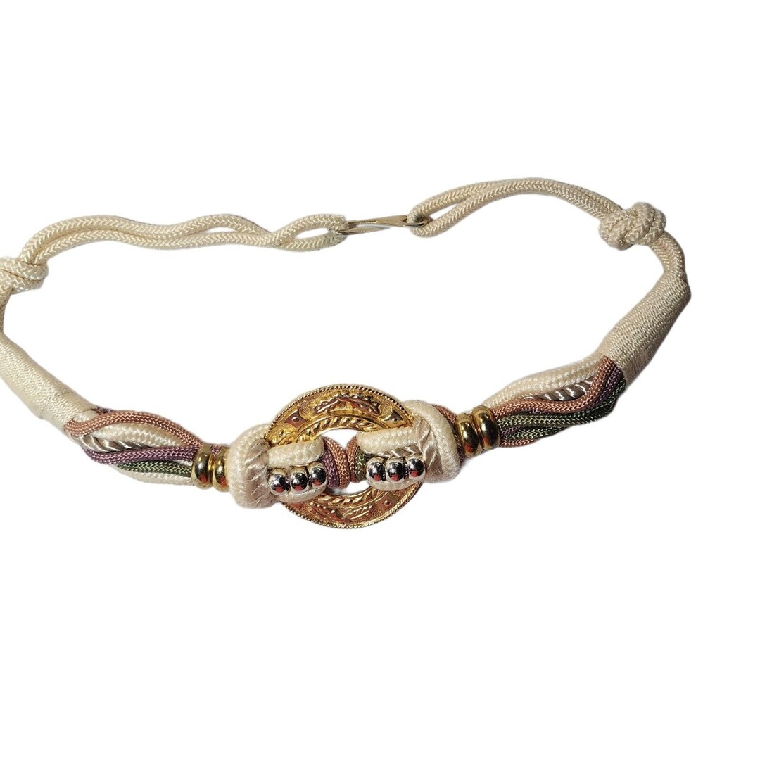 Vintage Braided Rope Beaded Medallion Sash Belt Size Large - Etsy