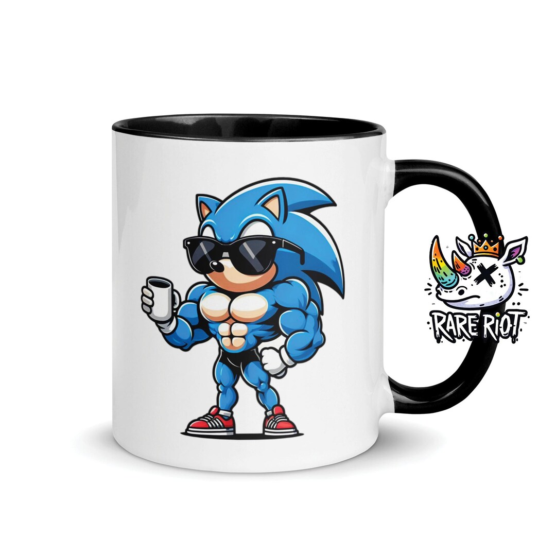 Buff Sonic the Hedgehog Coffee Mug Funny Sonic With Coffee Cup Perfect ...
