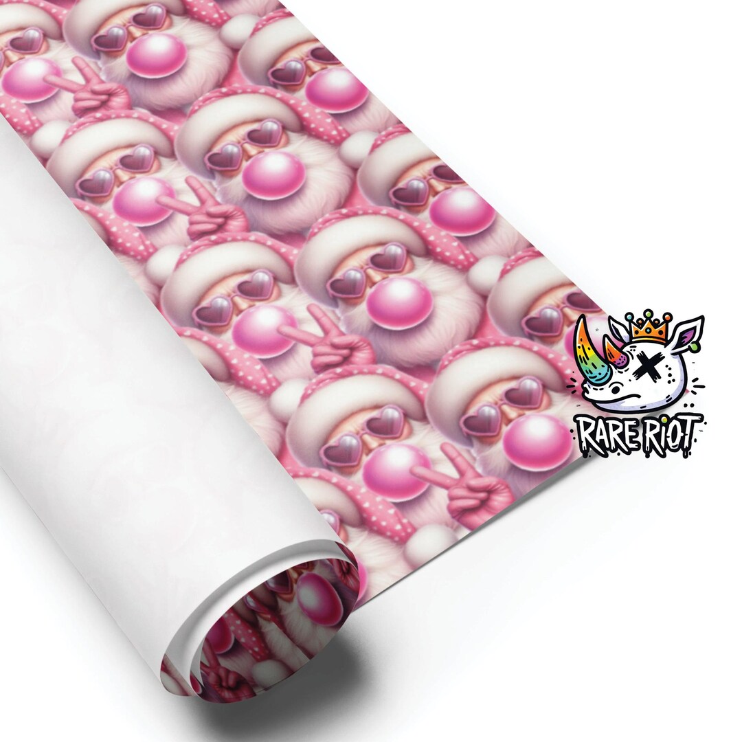Funky Pink Santa Wrapping Paper With Heart Sunglasses, Bubblegum ...