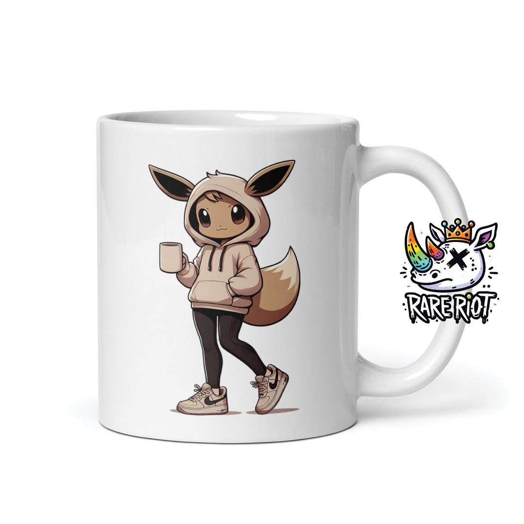 Cute Eevee Coffee Mug Eevee in Streetwear With Nike Air Force 1 ...