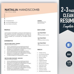 Clean Resume Template 164, Modern Resume Template Word, ATS Friendly ...