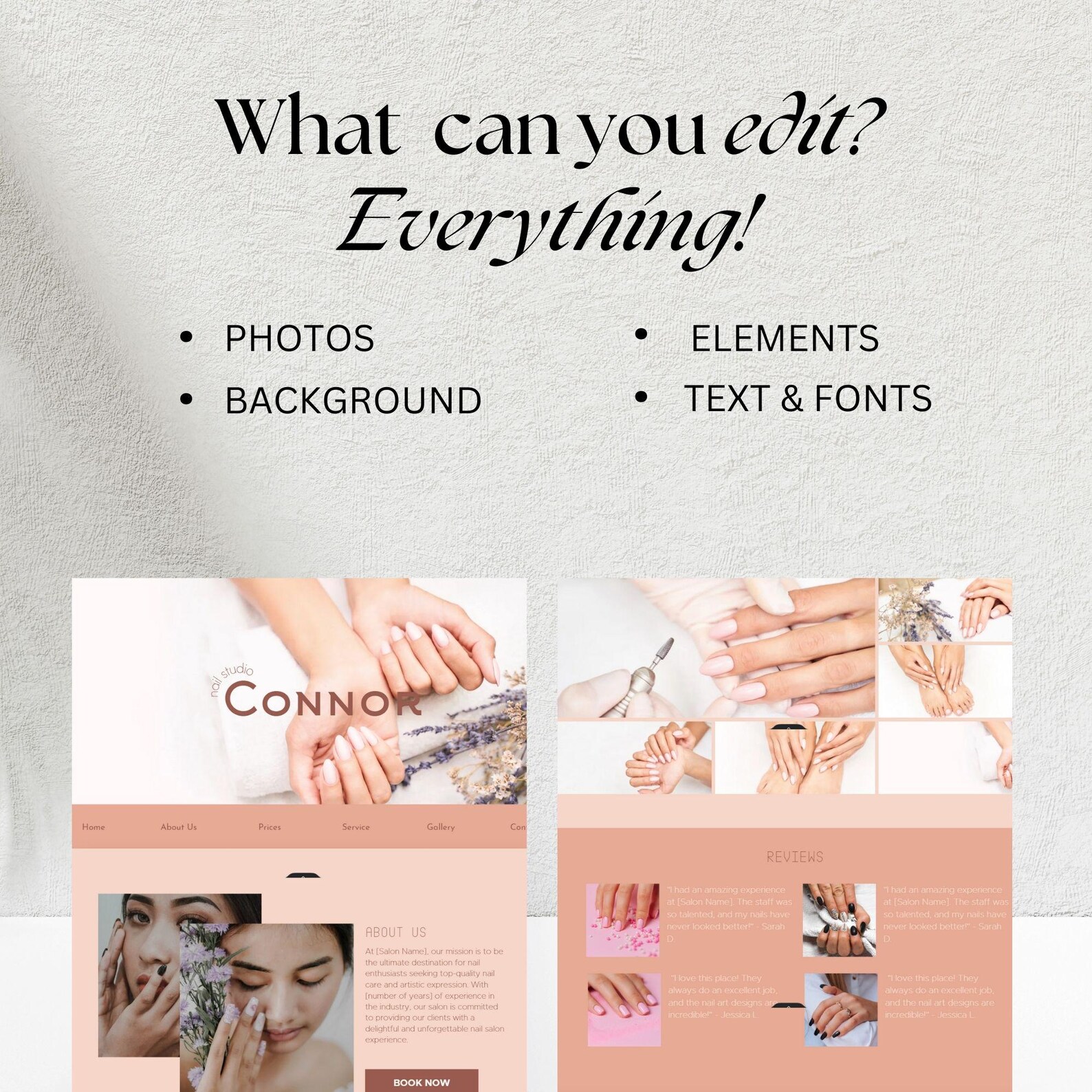 Nail Studio Website Template Canva Editable Nail Tech Webpage for Nail ...