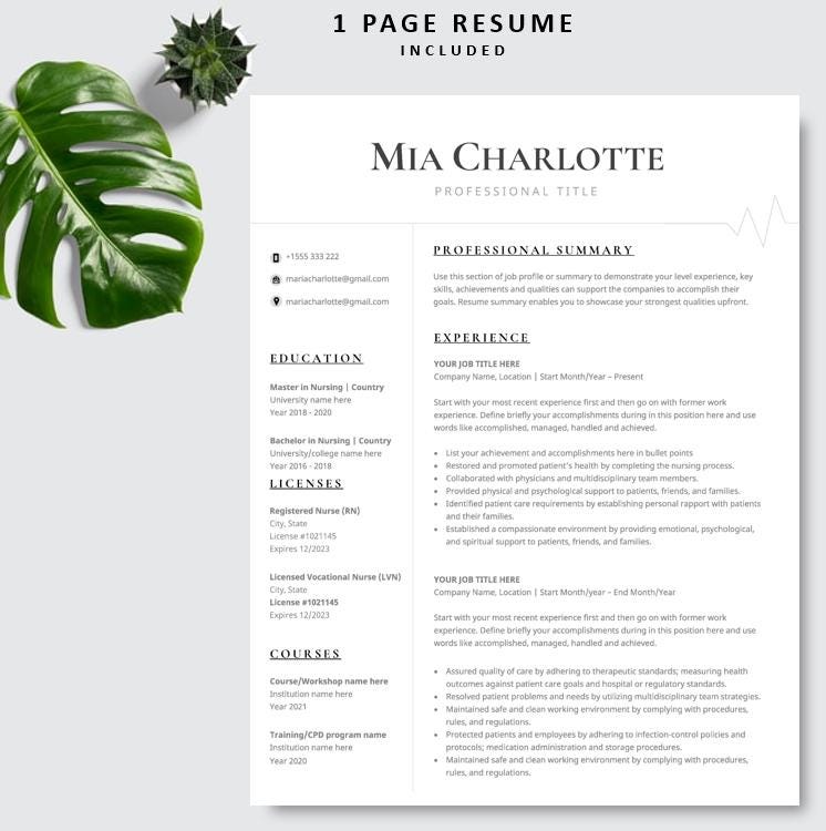 Sleek Resume Template 141, Modern Resume Template Word, ATS Friendly ...