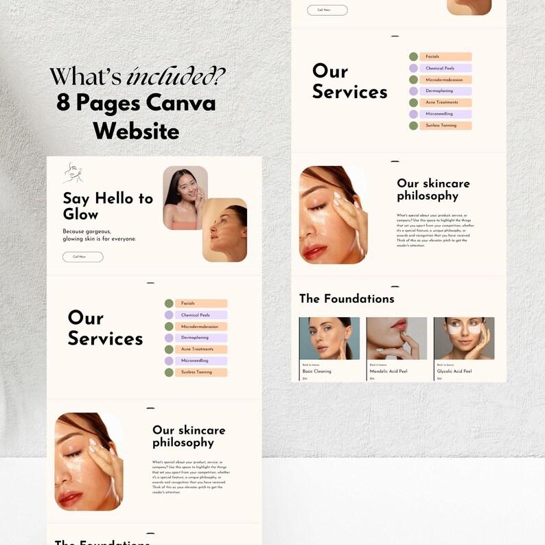 Skincare Canva Website Template, Canva Template, Canva Editable ...