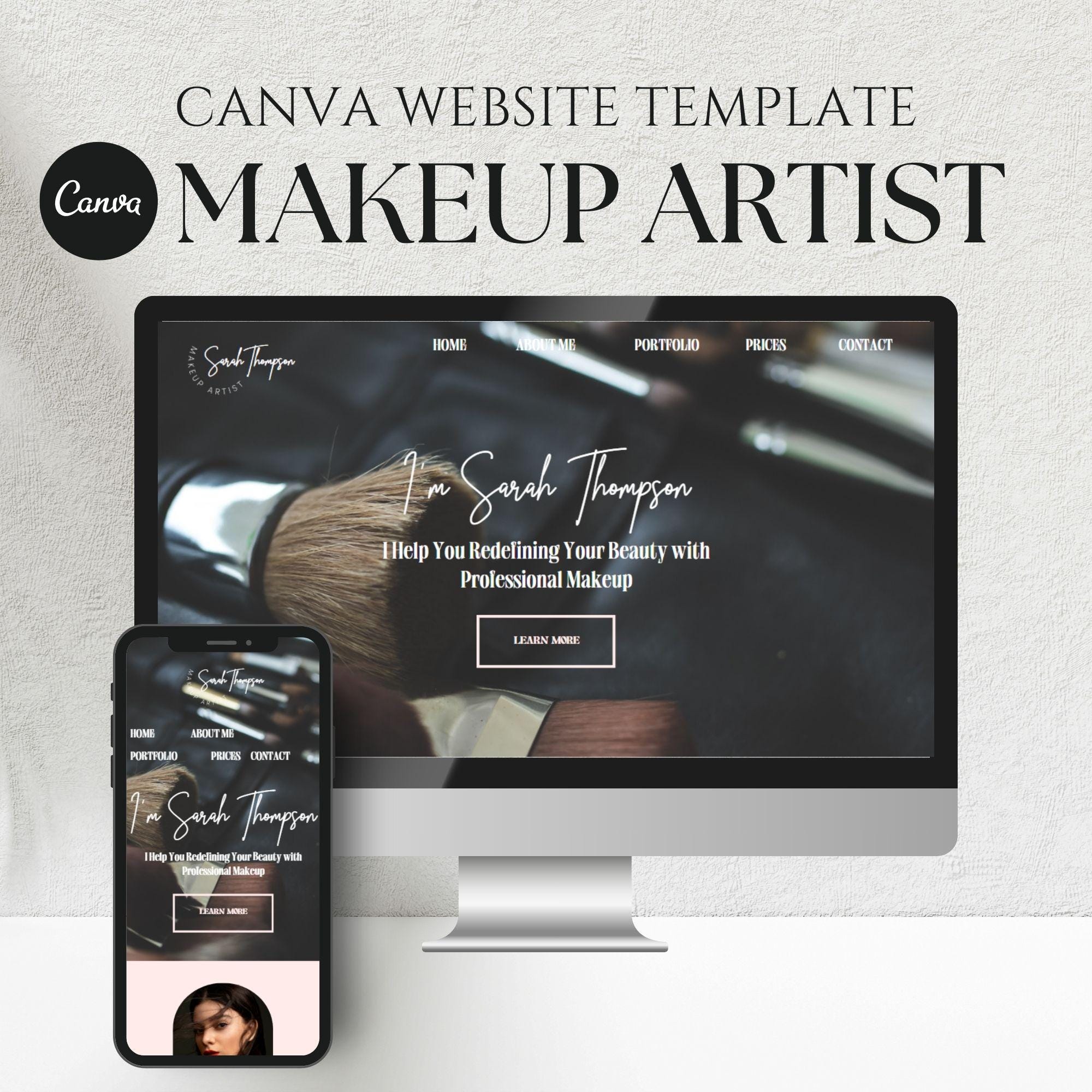 Makeup Artist Website Canva Template Makeup Portfolio Professional ...