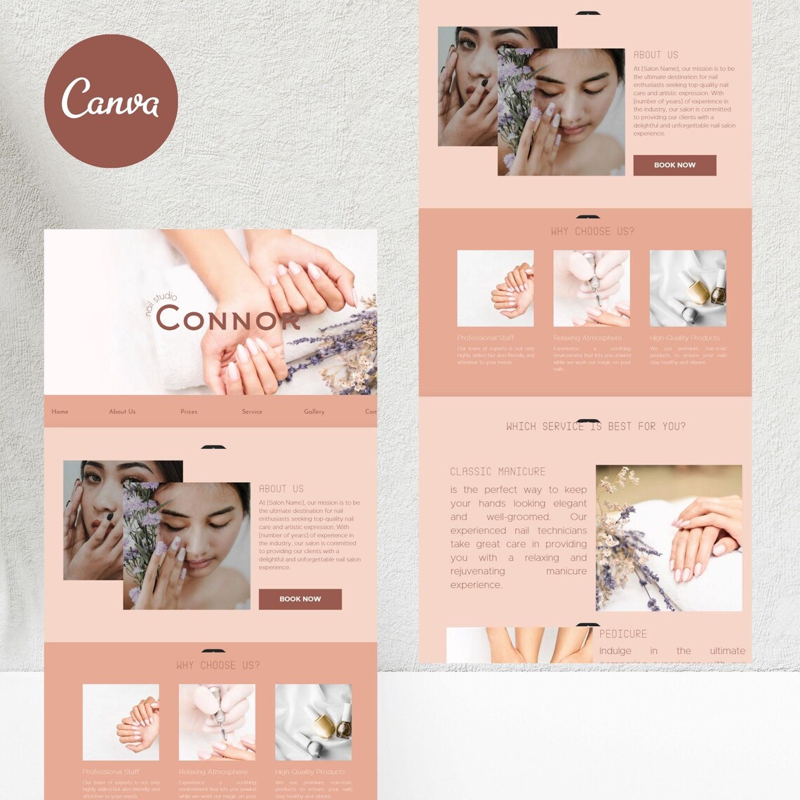 Nail Studio Website Template Canva Editable Nail Tech Webpage for Nail ...