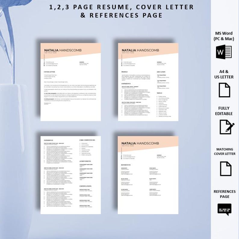 Professional Resume Bundle, 5 Modern Resume Word Templates ...