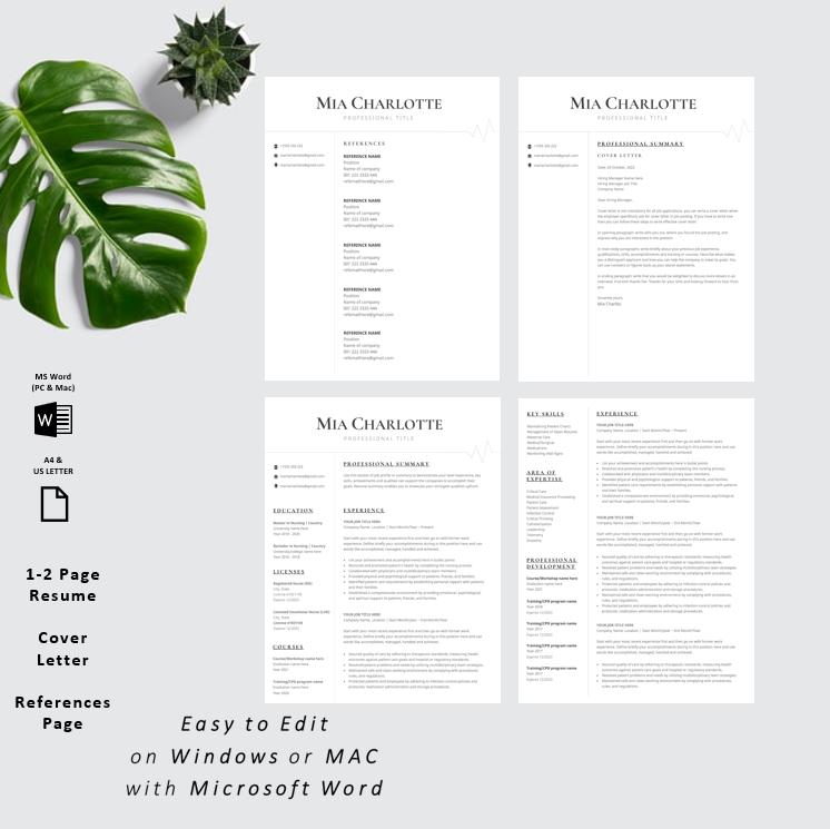 Sleek Resume Template 141, Modern Resume Template Word, ATS Friendly ...