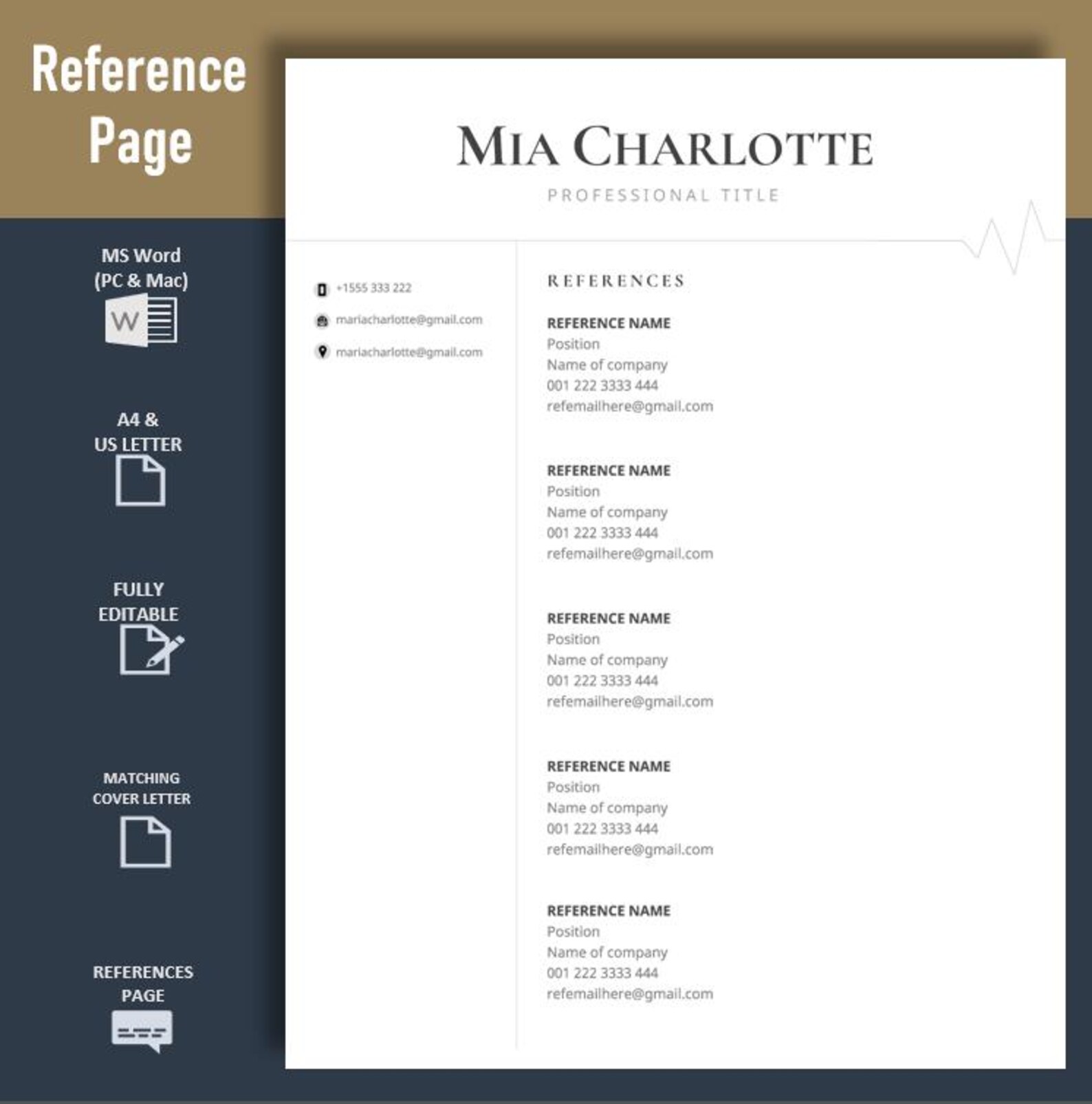 Sleek Resume Template 141, Modern Resume Template Word, ATS Friendly ...