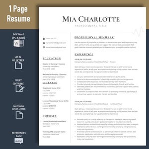 Sleek Resume Template 141, Modern Resume Template Word, ATS Friendly ...