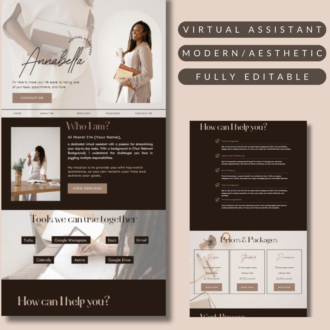 Virtual Assistant Website Template, Canva Website Template, Virtual ...
