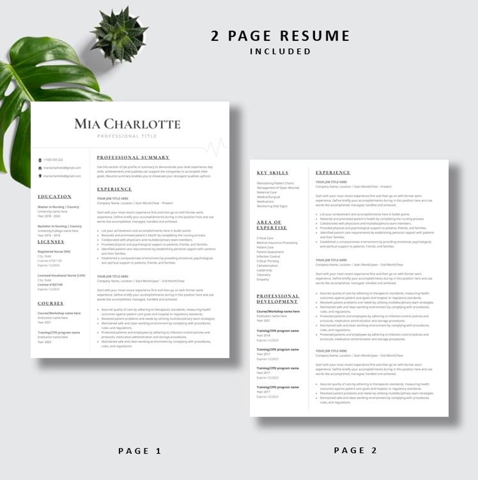 Sleek Resume Template 141, Modern Resume Template Word, ATS Friendly ...