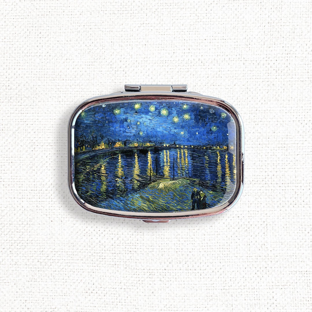 Vincent Van Gogh Starry Night Small Pill Box Case - Stars Moon Medicine ...