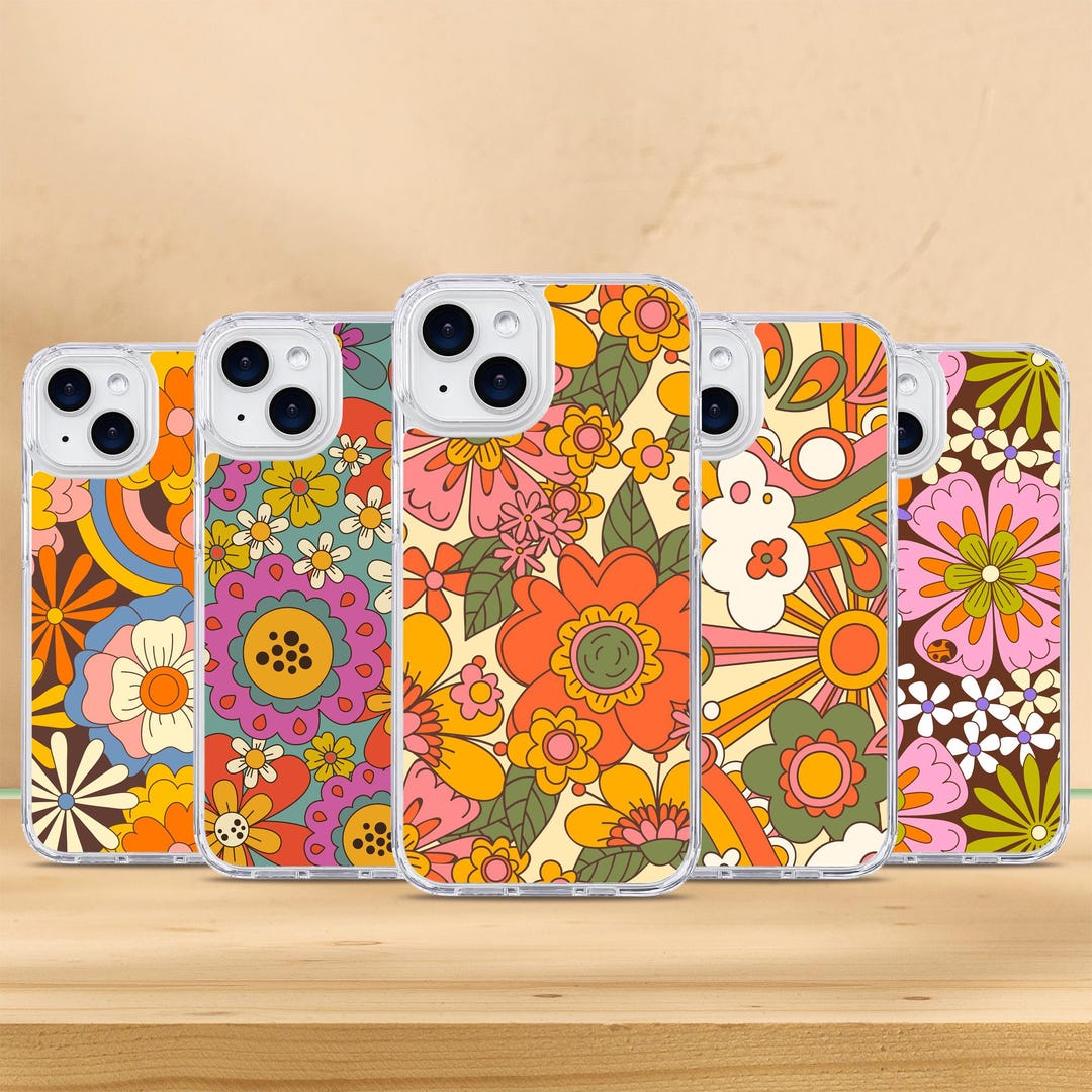 70S Retro Groovy Phone Case 1970S Floral Hippie Cover Fit for Apple ...