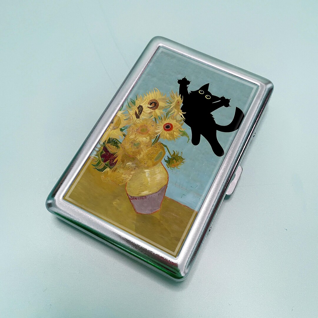 Van Gogh Sunflowers Cigarette Case Cat Meme Parody Holder Wallet - Etsy