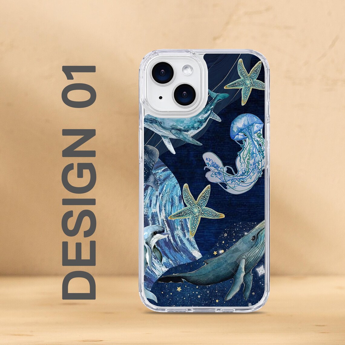 Blue Ocean Aesthetic Whale Shark Jellyfish Collage Phone Case Fit for ...