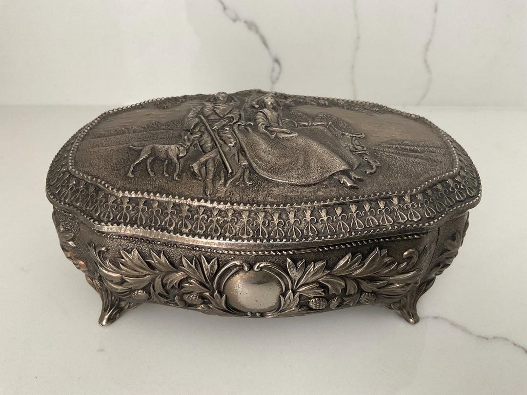 Vintage Art Nouveau Jewelry Box | Casket Box | Gothic Trinket Box With ...