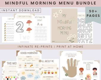 Childrens Activity Worksheets Mindful Morning Menu - Etsy