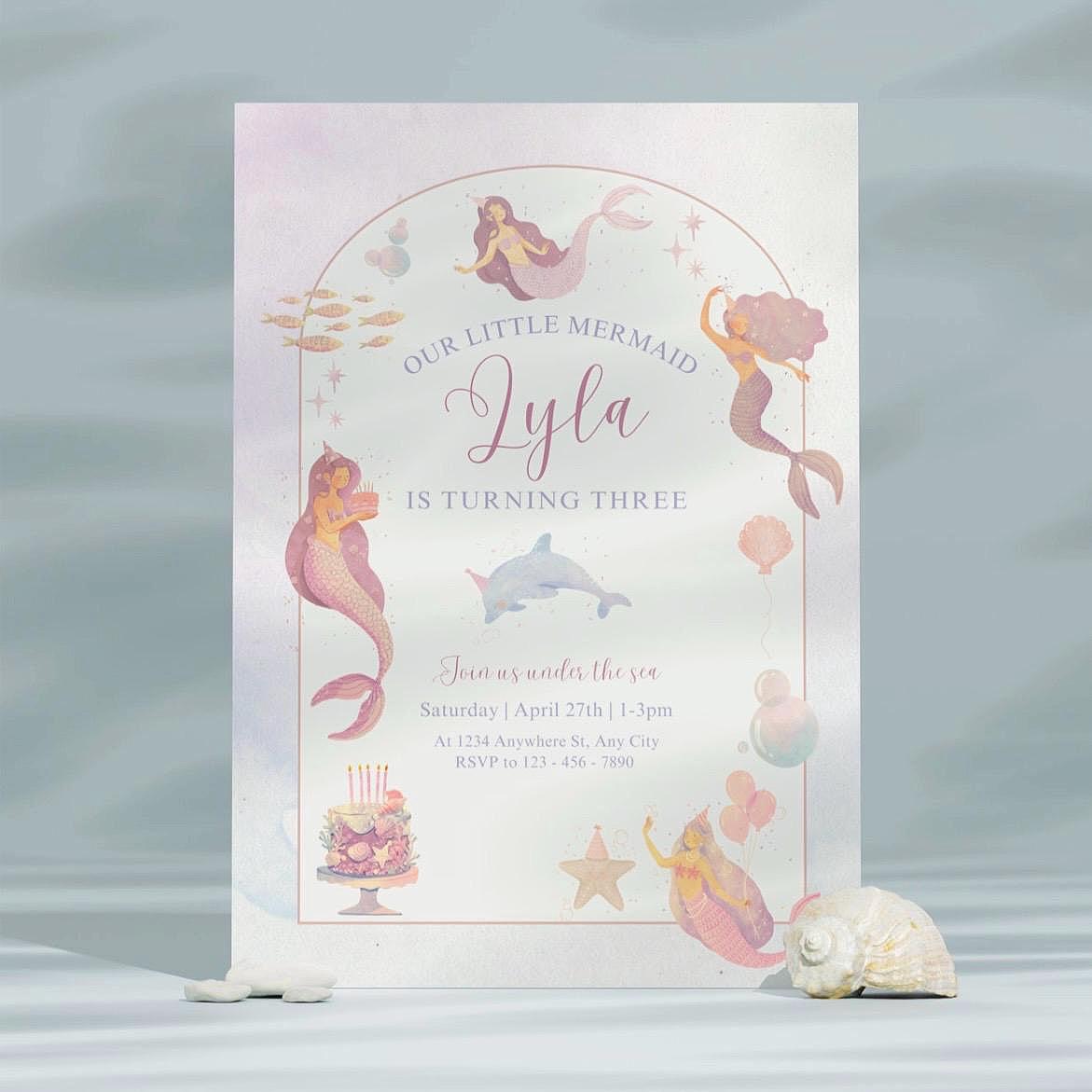 Mermaid Birthday Invitation Party Personalised/editable Digital ...